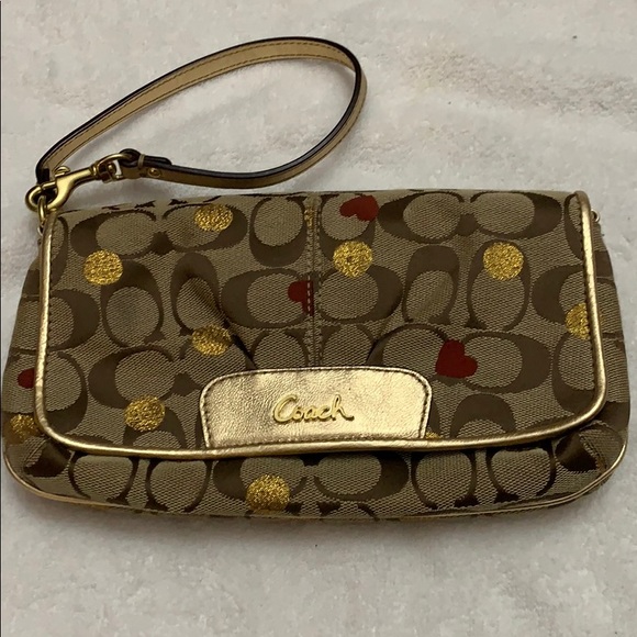 Coach | Bags | Coach Signature Logo Canvas Wrist Bag | Poshmark
